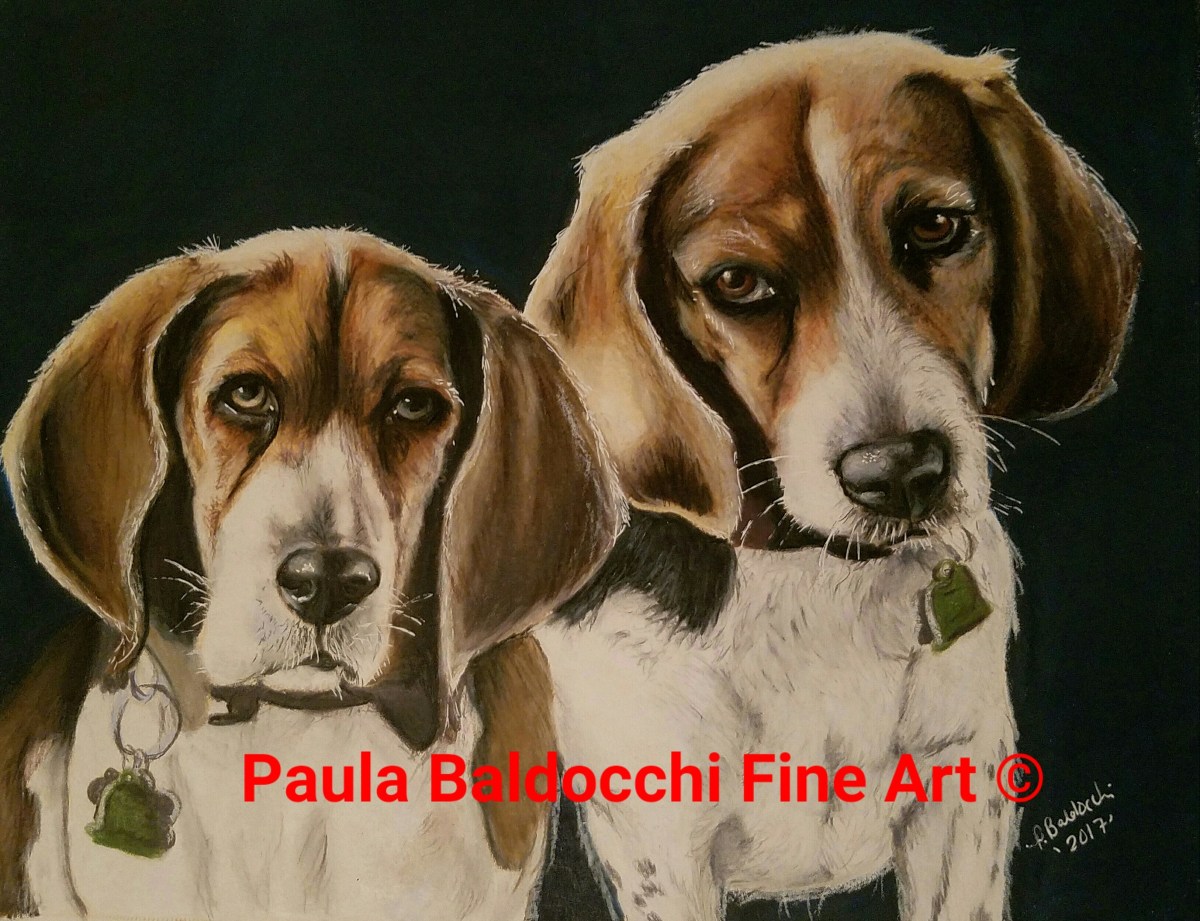 Dueling Hounds – oil commission – Paula Baldocchi – Fine Artist